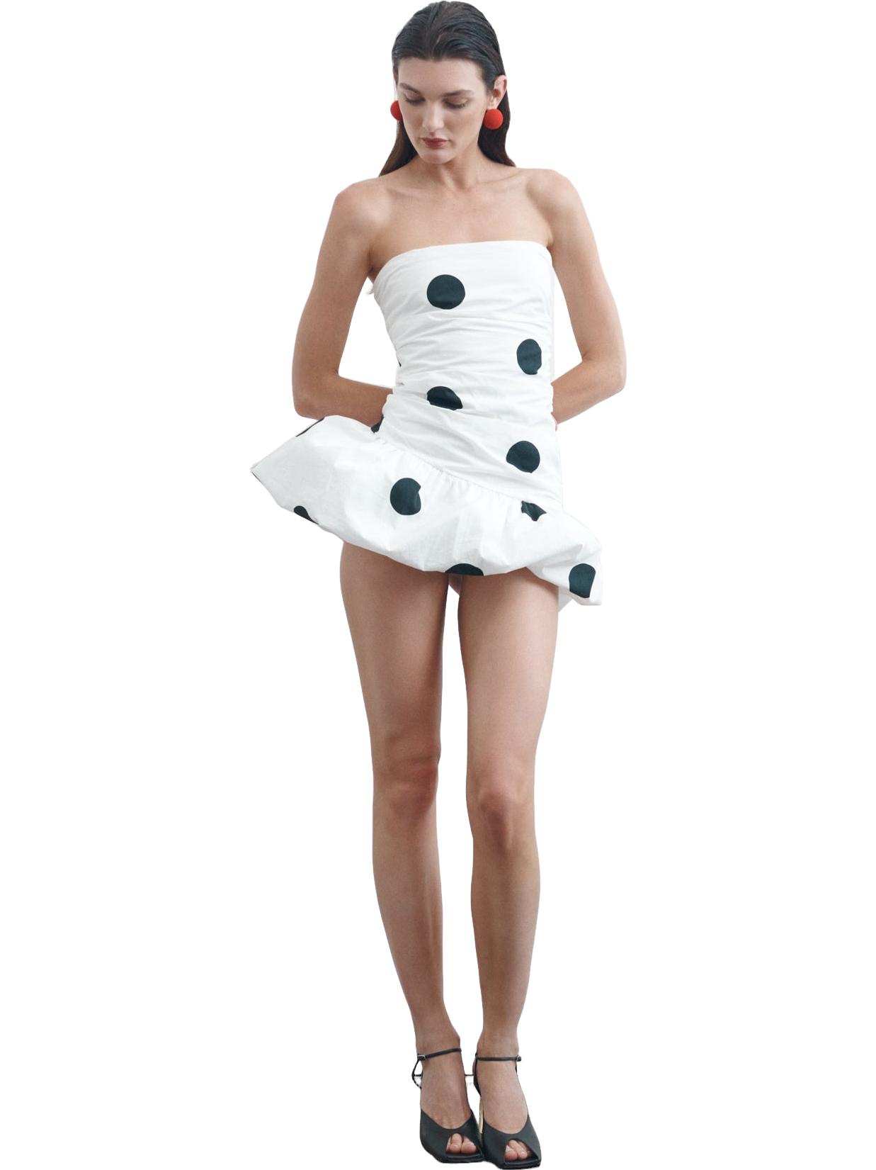 SWF S/W/F Boutique - International Strapless Balloon Mini Dress with Polka Dot Print